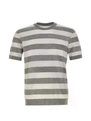 KANGRA Striped Cotton T-shirt - Grey