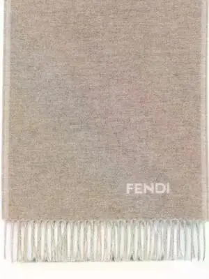 Fendi Logo-intarsia Fringed Scarf