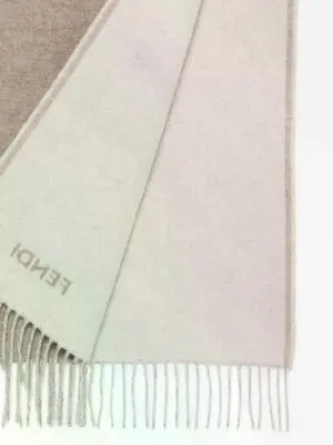 Fendi Logo-intarsia Fringed Scarf - Neutrals