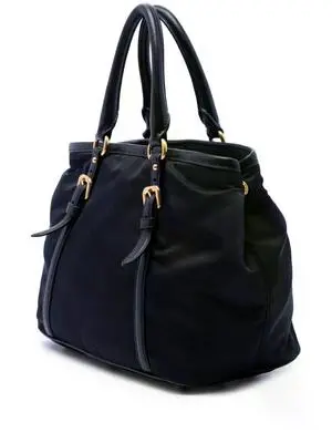 Prada Soft Calf Trimmed Tessuto Satchel