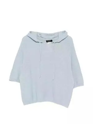 Fabiana Filippi Metallic-thread Short-sleeve Hoodie - Blue