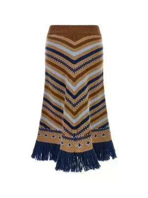 Alanui Sweet Winter Fringed Jacquard Midi Skirt