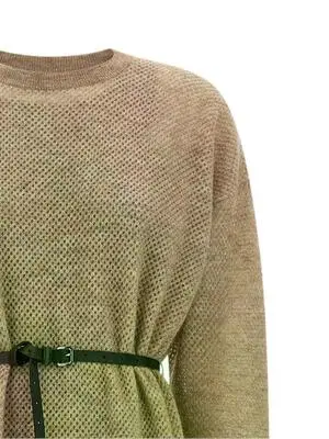 Brunello Cucinelli Belted Mesh-knit Midi Dress