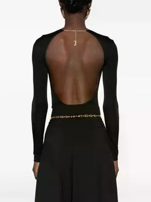 Saint Laurent Open-back Logo-pendant Bodysuit