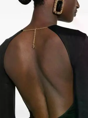 Saint Laurent Open-back Logo-pendant Bodysuit
