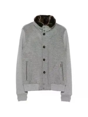 MOORER Faux-fur Collar Panelled Bomber Jacket - Grey