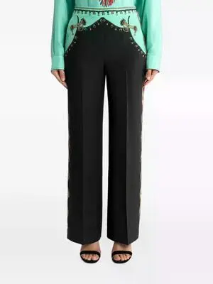 Etro Straight-leg Silk Trousers With Placed Jewellery Print