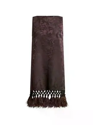 Etro Paisley-jacquard Dress With Feather Trim - Brown