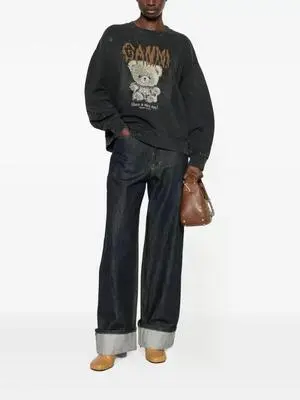 GANNI Graphic-print Sweatshirt - Black