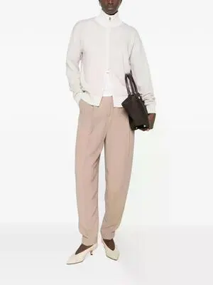 Eleventy Chevron-knit Zip-up Cardigan - Neutrals