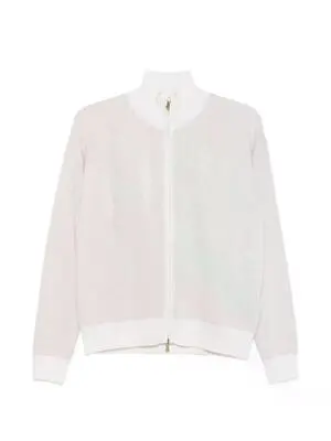Eleventy Chevron-knit Zip-up Cardigan - Neutrals