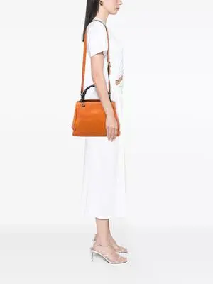 Gucci Calfskin Bamboo Shopper Satchel - Orange