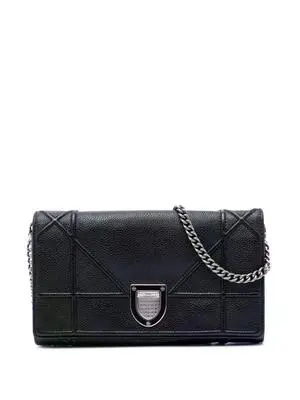 Dior Grained Calfskin Diorama Croisiere Wallet On Chain Crossbody Bag - Black