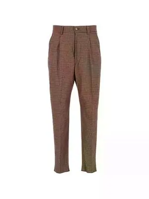 Eleventy Houndstooth-pattern Pleated Trousers - Brown