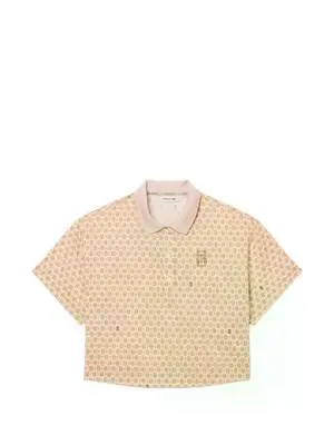 Lacoste Oversized Tennis Print Polo Top - Neutrals