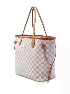 LOUIS VUITTON Damier Azur Neverfull Mm Tote Bag - White
