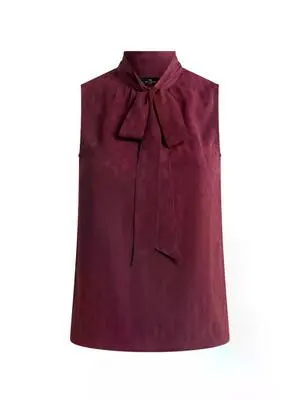 Etro Silk-blend Jacquard Top With Silk Scarf And Paisley Motif - Red