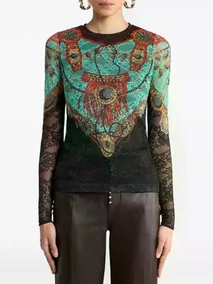 Etro Jersey Sweater With Lace And Placed Jewellery Print