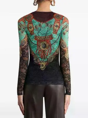 Etro Jersey Sweater With Lace And Placed Jewellery Print