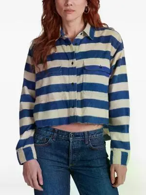 ASKK NY Horizontal-stripe Cropped Shirt - Blue