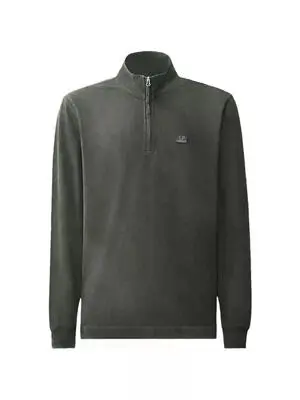 C.P. COMPANY Stretch Piquet Long Sleeve Half Zip Polo - Grey