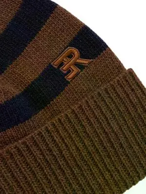 ERMANNO FIRENZE Striped Logo-embroidered Beanie Hat - Brown