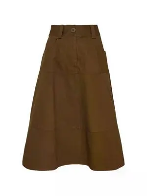 LEE MATHEWS Panelled A-line Midi Skirt - Brown