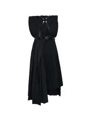 Junya Watanabe Pleated Harness Midi Dress - Black