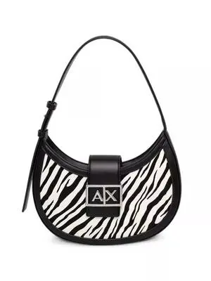 Armani Exchange Zebra-print Shoulder Bag - Black