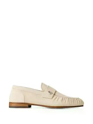 JIMMY CHOO Ellis Etched Velvet Suede Loafers - Neutrals