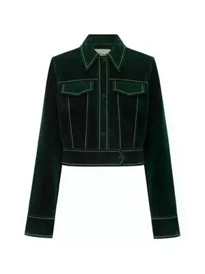 ALEMAIS Johnny Cropped Velvet Self-stripe Jacket