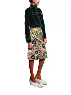 ALEMAIS Johnny Cropped Velvet Self-stripe Jacket