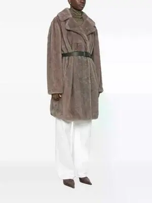 P.a.r.o.s.h Belted Faux-fur Coat - Brown