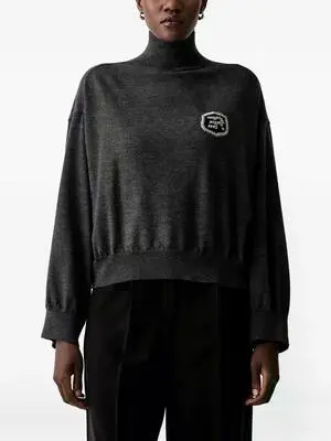 ERMANNO FIRENZE Logo-patch Roll-neck Sweater - Grey