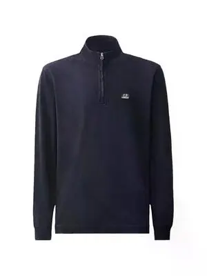 C.P. COMPANY Stretch Piquet Long Sleeve Half Zip Polo - Blue