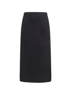 RIER Fleece Wool Wrap Midi Skirt - Black