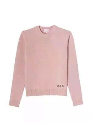A.p.c. Logo-embroidered Ribbed-trim Sweater - Pink