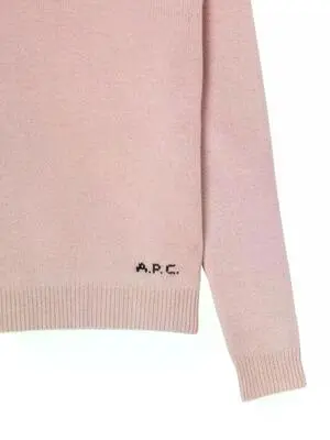 A.p.c. Logo-embroidered Ribbed-trim Sweater - Pink