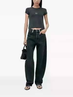 Alexander Wang Crystal Hotfix Logo Pocket Blow Up Jeans