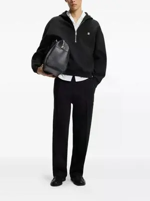 Hugo Logo-patch Half-zip Hoodie - Black