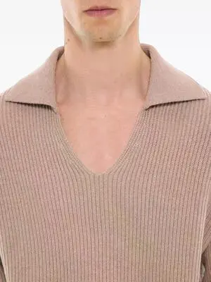 FURSAC Ribbed-knit V-neck Sweater