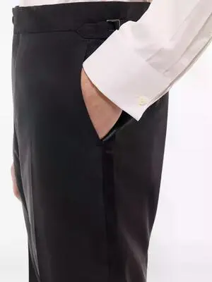 FURSAC Satin-trimmed Virgin-wool Trousers