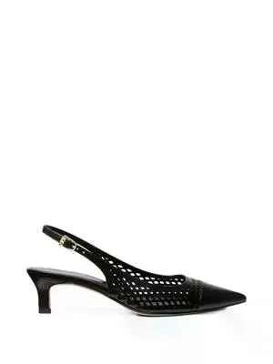 Michael Kors Amara Laser-cut Leather Slingback Pumps - Black