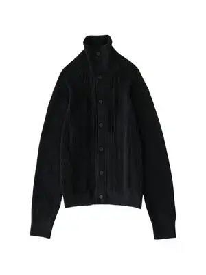 Studio Nicholson Oran High-collar 12-gauge Knit Cardigan - Black