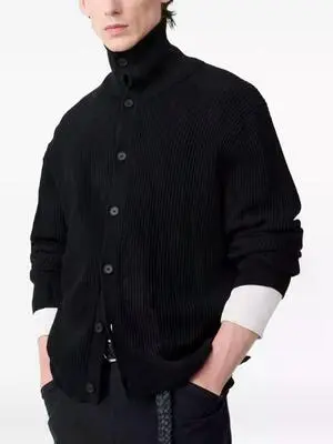 Studio Nicholson Oran High-collar 12-gauge Knit Cardigan - Black