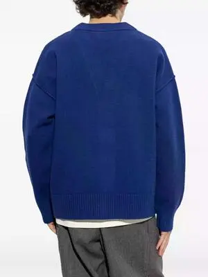 AMI Paris Natural Wool Cardigan With De Coeur