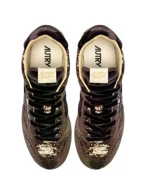 AUTRY Windspin Low Sequin-embellished Velvet Sneakers