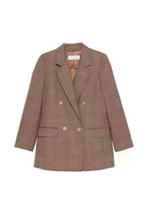 Max Mara Prince Of Wales Check Double-breasted Jacket - Brown