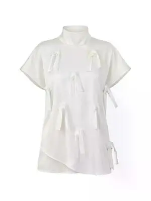 ISABELLE BLANCHE Bow-embellished Satin Blouse