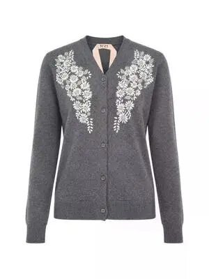 N°21 Floral-embroidered Cardigan